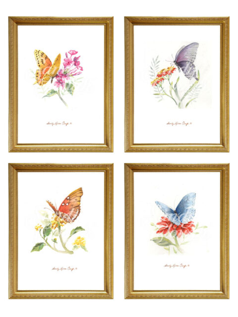 Set of Four Butterfly Meadow Prints - Sandy Clough Art